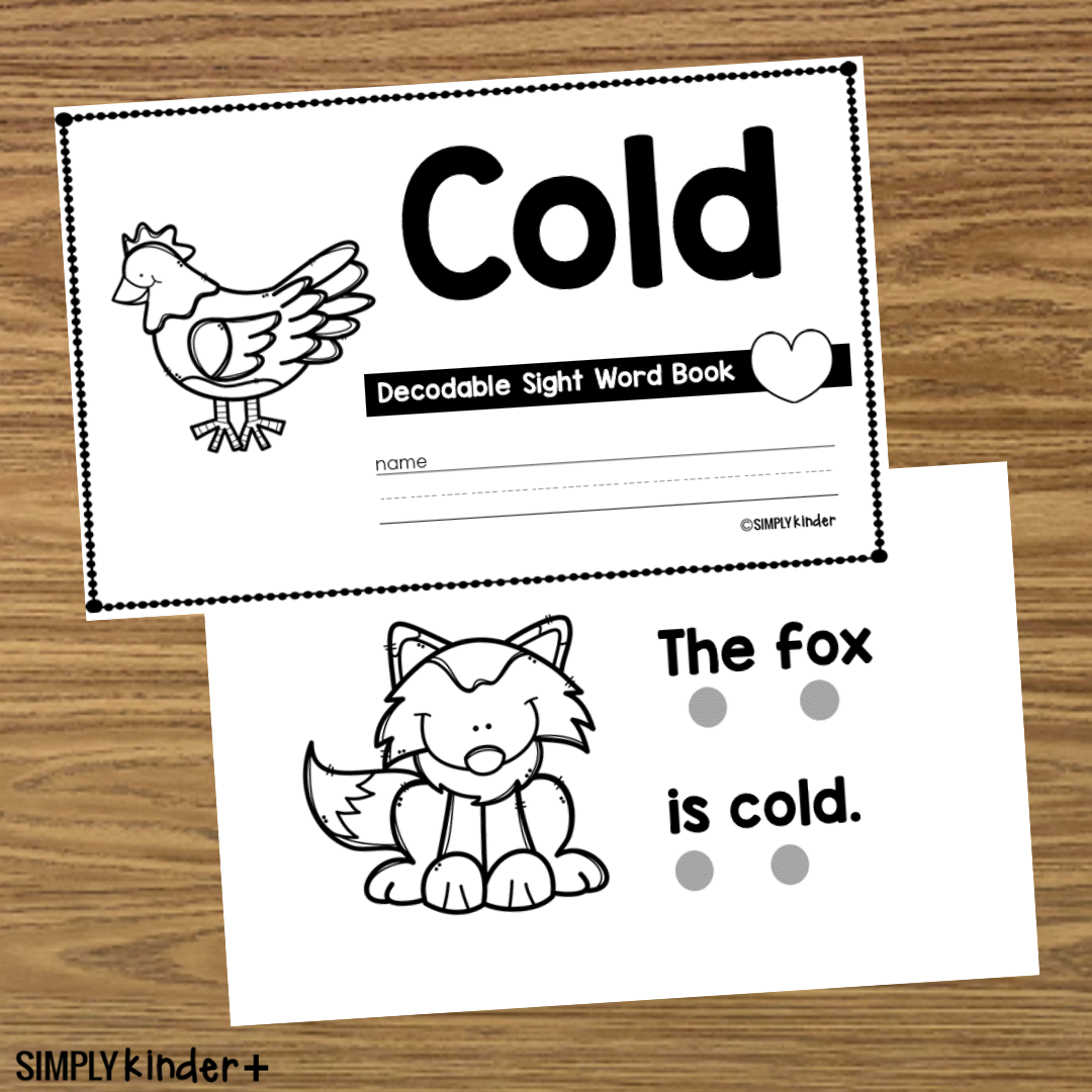 Cold - Sight Word Book Activities - Simply Kinder + Printable Membership