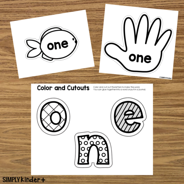 One - Sight Word Craft Activities - Simply Kinder + Printable Membership