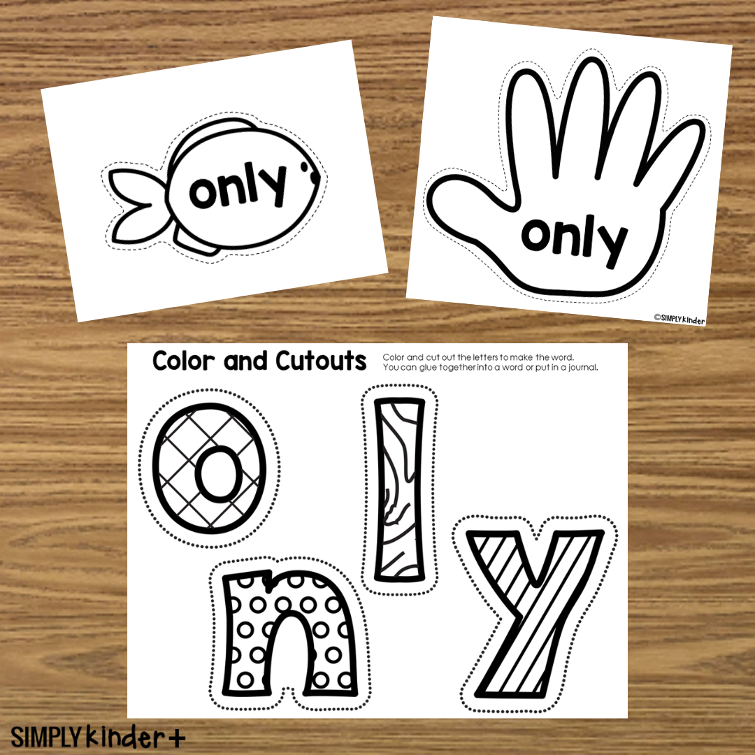 Only - Sight Word Craft Activities - Simply Kinder + Printable Membership