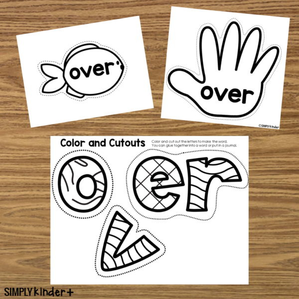 Over - Sight Word Craft Activities - Simply Kinder + Printable Membership