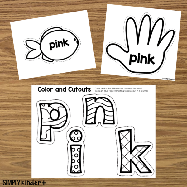 Pink - Sight Word Craft Activities - Simply Kinder + Printable Membership