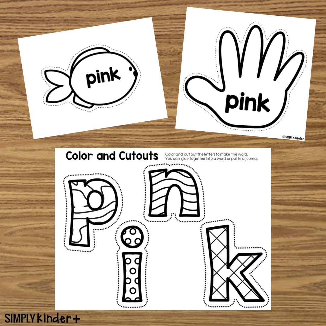 Pink - Sight Word Craft Activities - Simply Kinder + Printable Membership