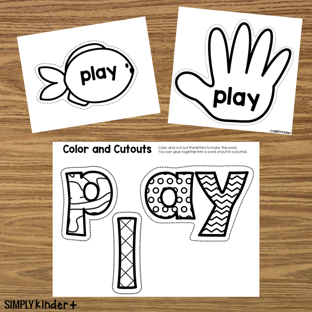 Play - Sight Word Craft Activities - Simply Kinder + Printable Membership