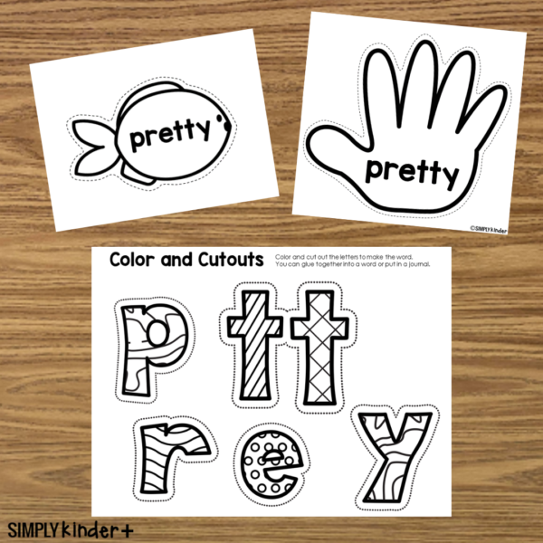 Pretty - Sight Word Craft Activities - Simply Kinder + Printable Membership