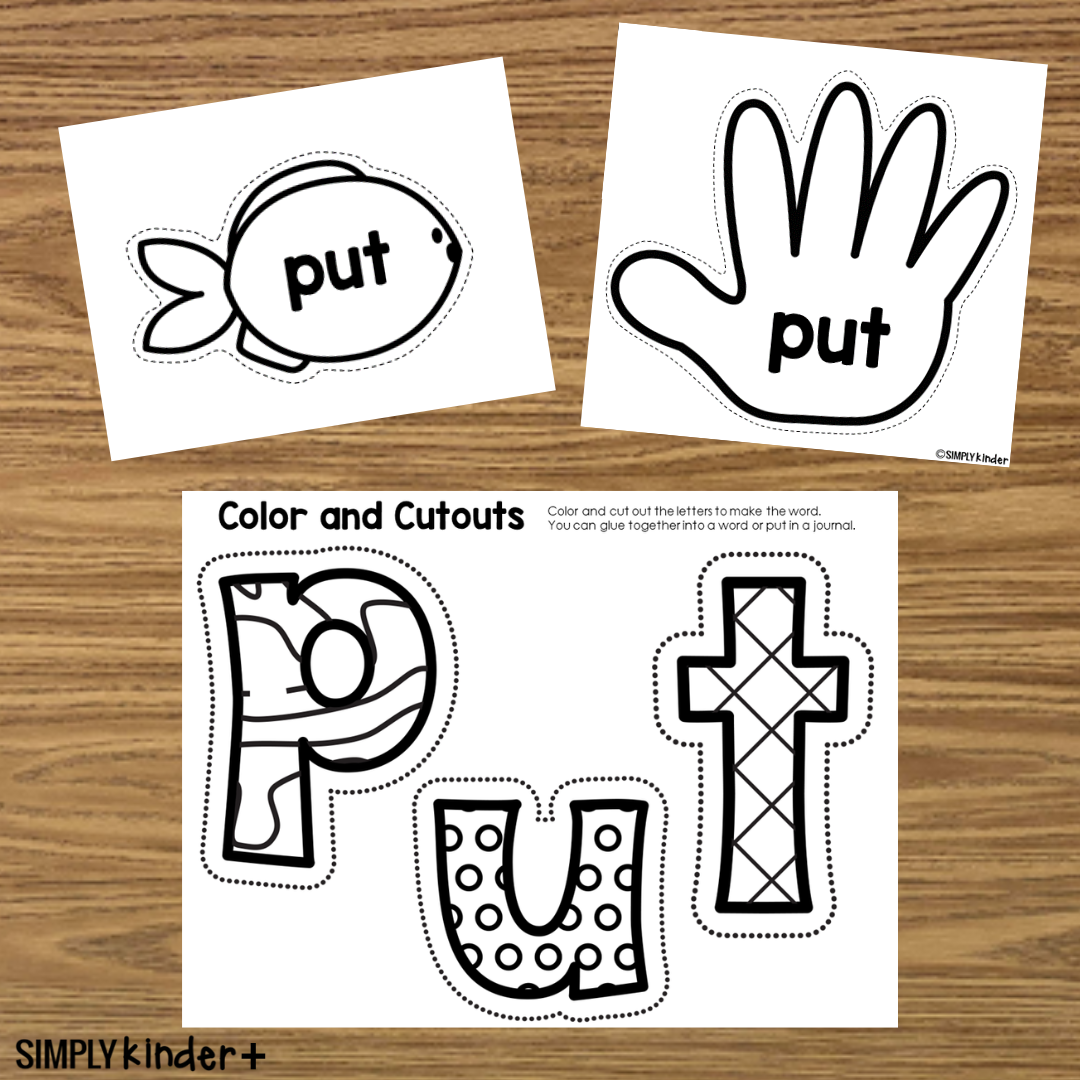 Put - Sight Word Craft Activities - Simply Kinder + Printable Membership