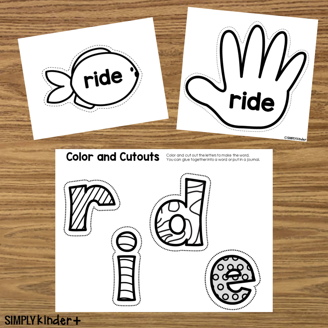 Ride - Sight Word Craft Activities - Simply Kinder + Printable Membership