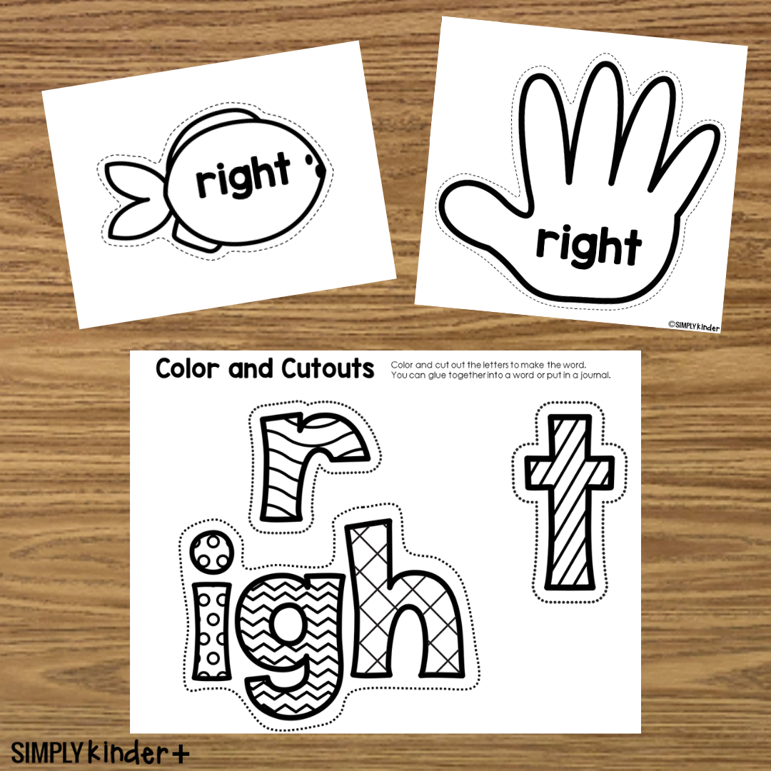 Right - Sight Word Craft Activities - Simply Kinder + Printable Membership