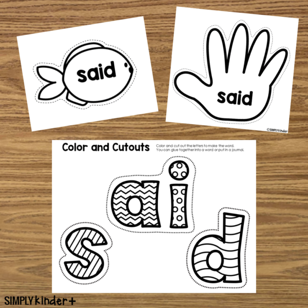 Said - Sight Word Craft Activities - Simply Kinder + Printable Membership
