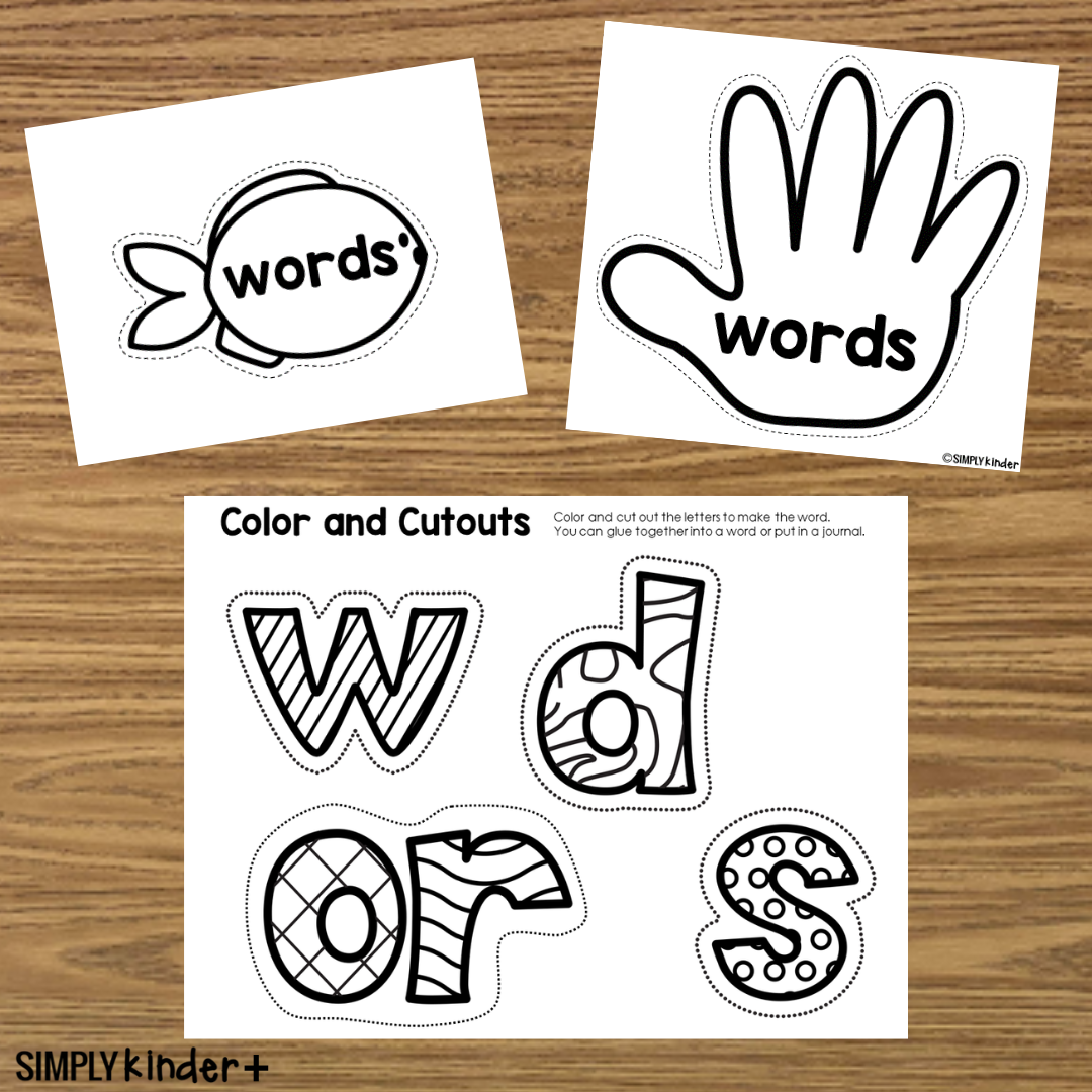 Words - Sight Word Craft Activities - Simply Kinder + Printable Membership
