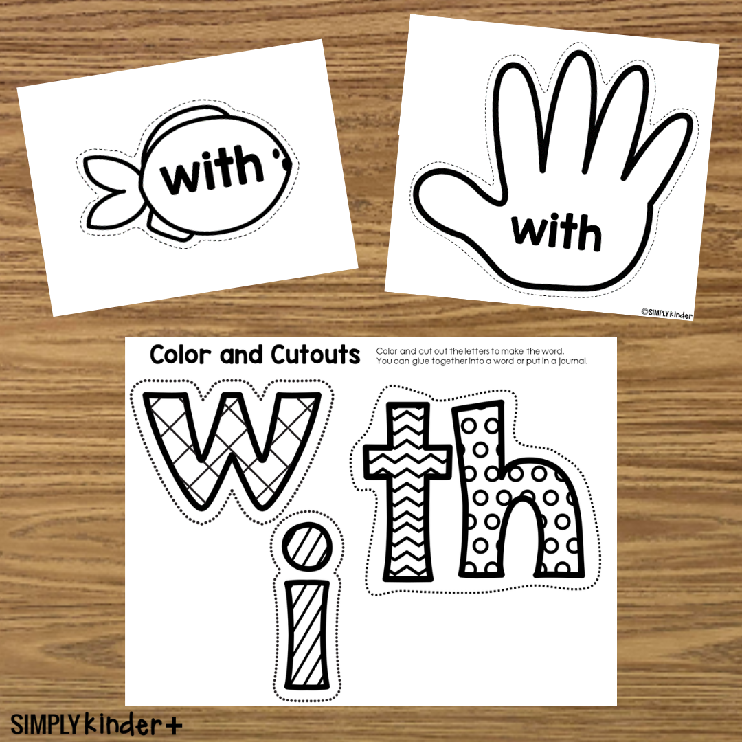 With - Sight Word Craft Activities - Simply Kinder + Printable Membership