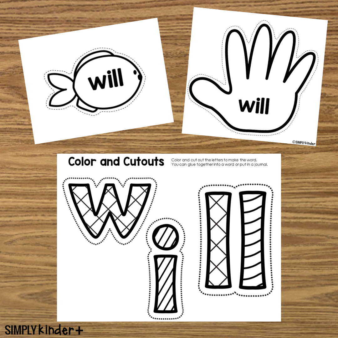 Will - Sight Word Craft Activities - Simply Kinder + Printable Membership