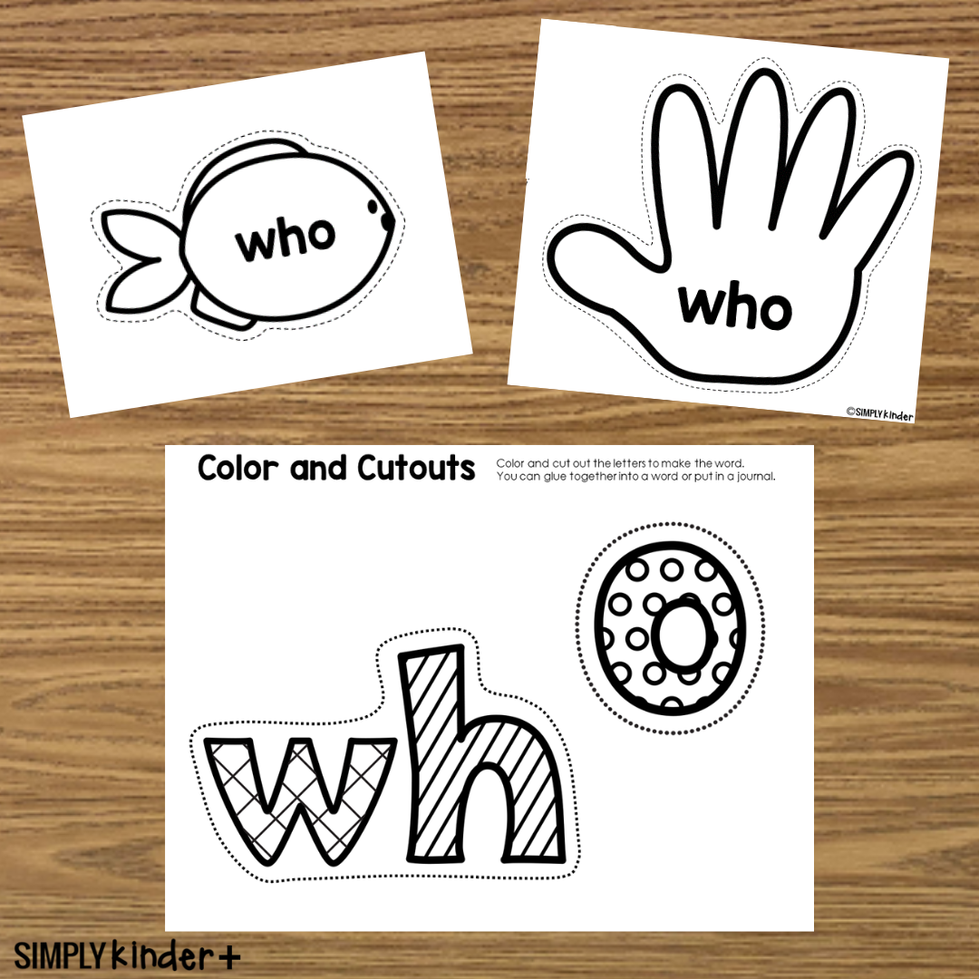 Who - Sight Word Craft Activities - Simply Kinder + Printable Membership