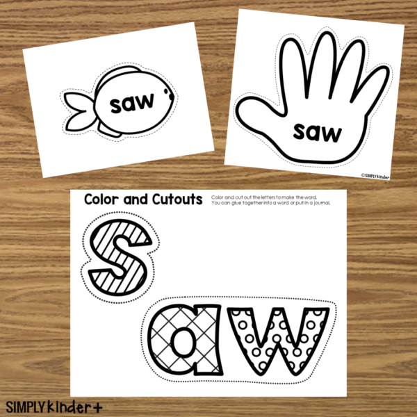 Saw - Sight Word Craft Activities - Simply Kinder + Printable Membership