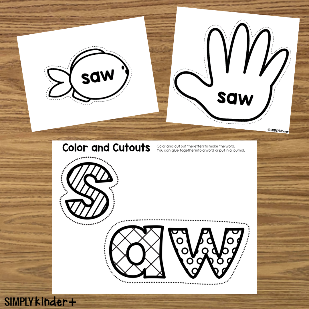 Saw - Sight Word Craft Activities - Simply Kinder + Printable Membership