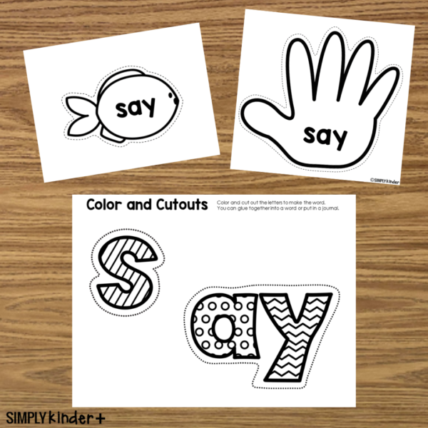 Say - Sight Word Craft Activities - Simply Kinder + Printable Membership