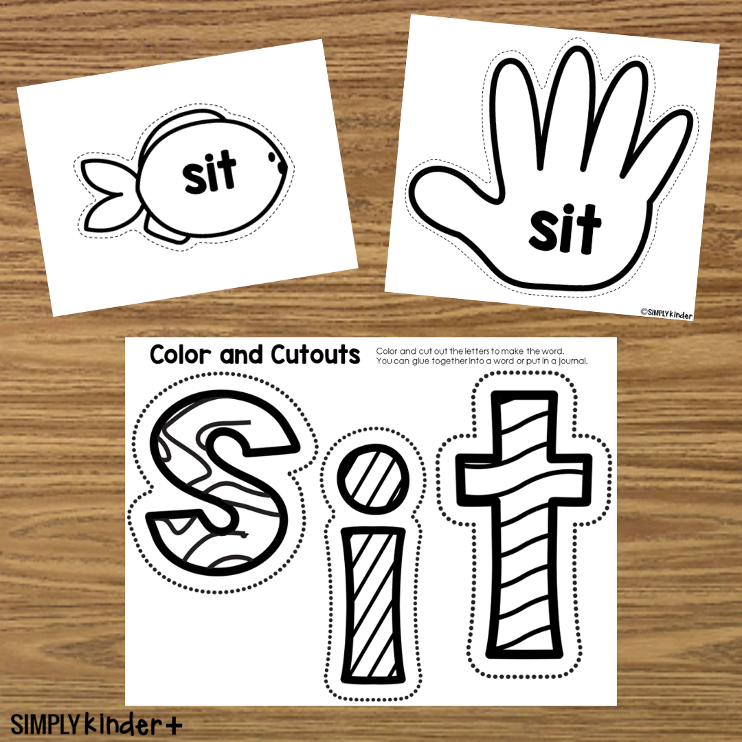 Sit - Sight Word Craft Activities - Simply Kinder + Printable Membership