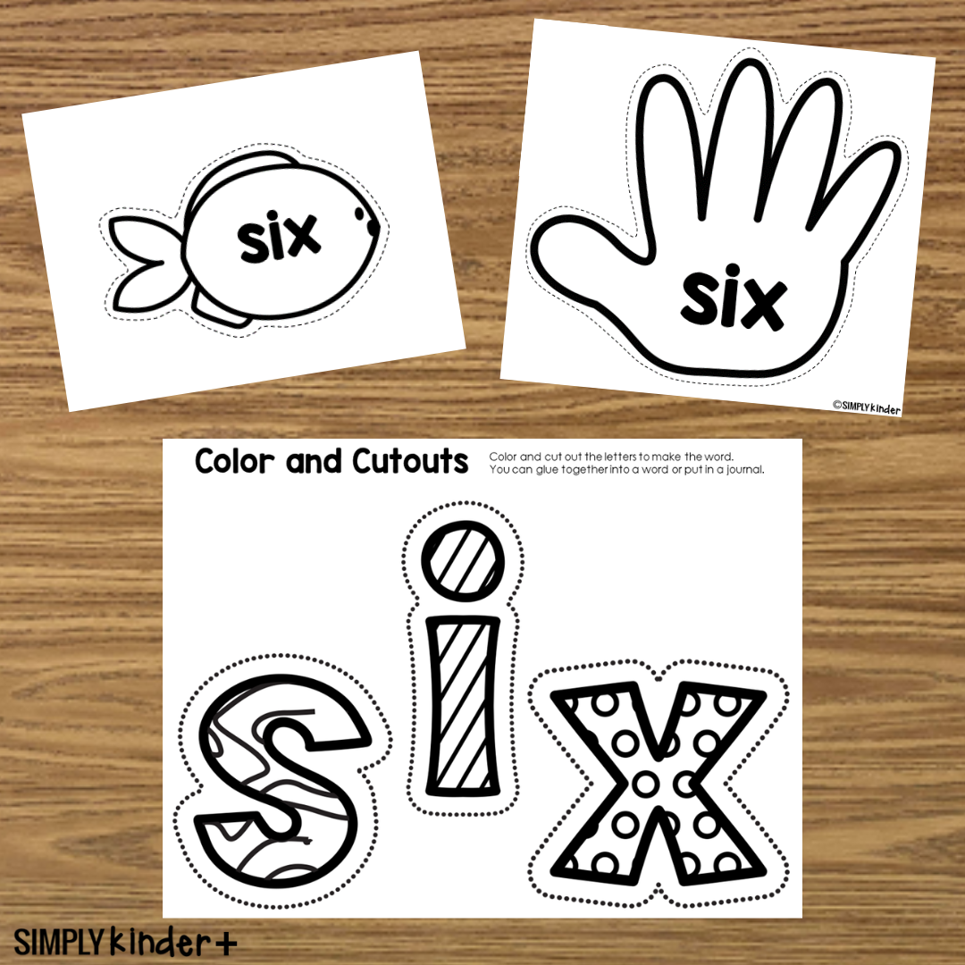 Six - Sight Word Craft Activities - Simply Kinder + Printable Membership