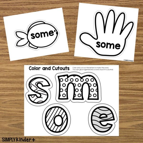 Some - Sight Word Craft Activities - Simply Kinder + Printable Membership