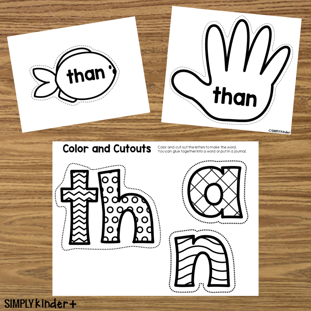 Than - Sight Word Craft Activities - Simply Kinder + Printable Membership