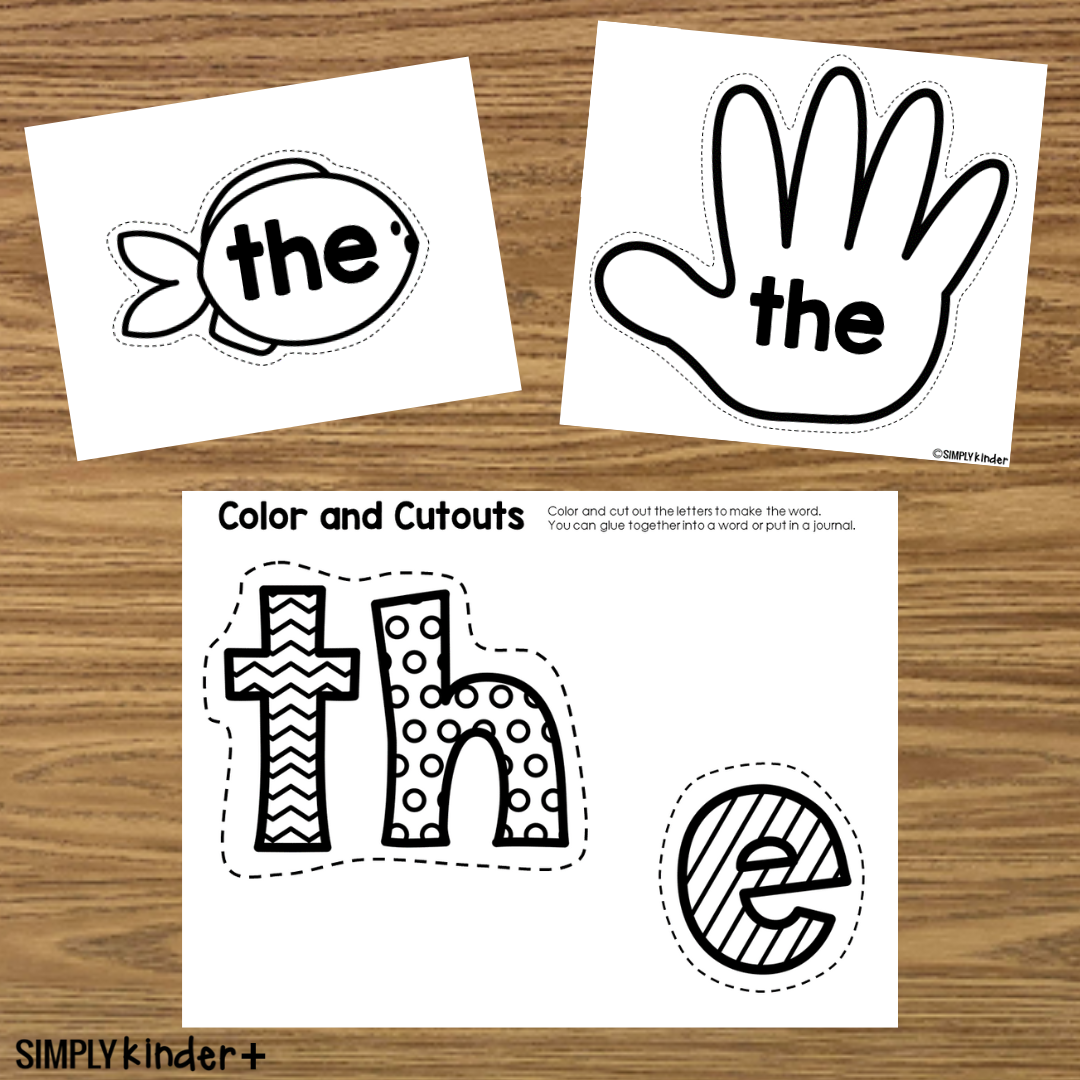 The - Sight Word Craft Activities - Simply Kinder + Printable Membership
