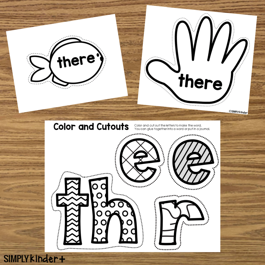 There - Sight Word Craft Activities - Simply Kinder + Printable Membership