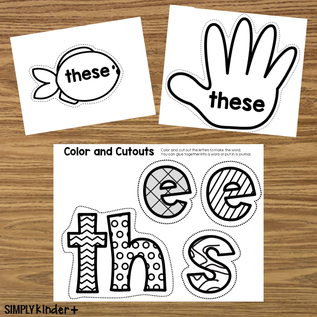These - Sight Word Craft Activities - Simply Kinder + Printable Membership