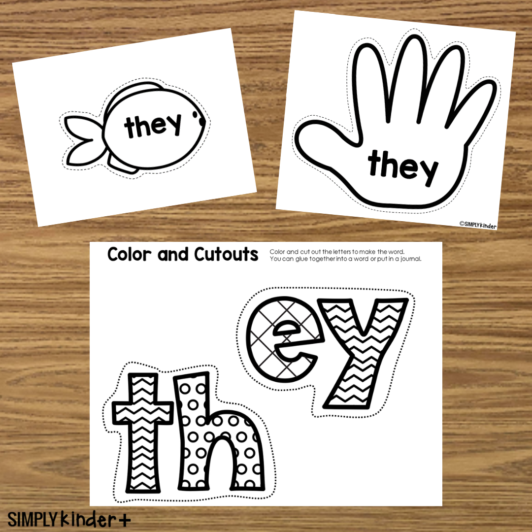 They - Sight Word Craft Activities - Simply Kinder + Printable Membership