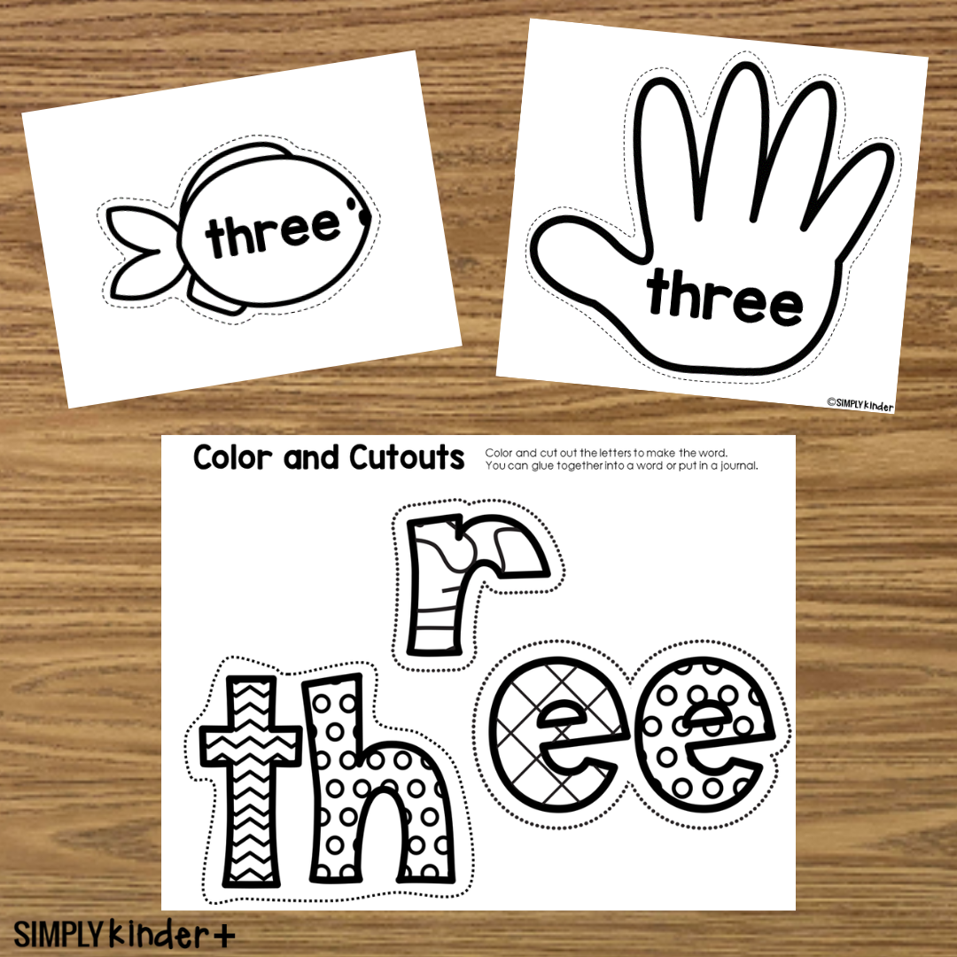 Three - Sight Word Craft Activities - Simply Kinder + Printable Membership