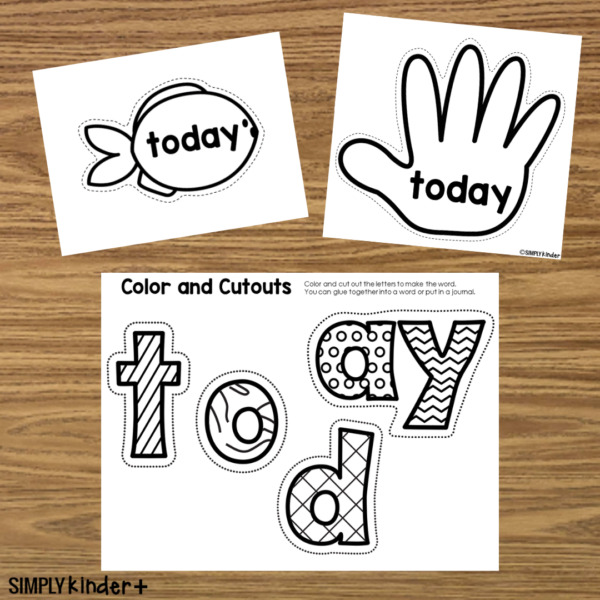 Today - Sight Word Craft Activities - Simply Kinder + Printable Membership