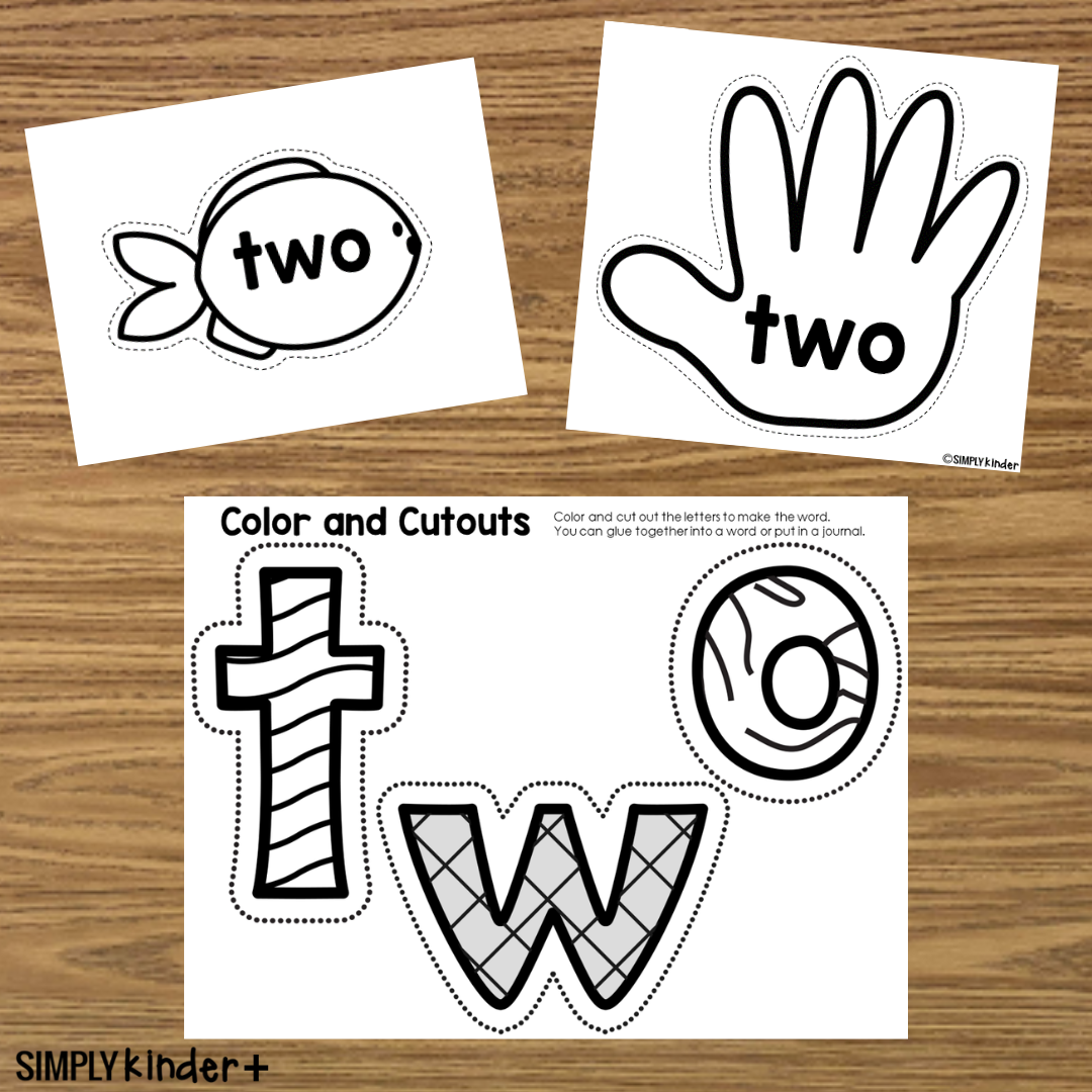 Two - Sight Word Craft Activities - Simply Kinder + Printable Membership