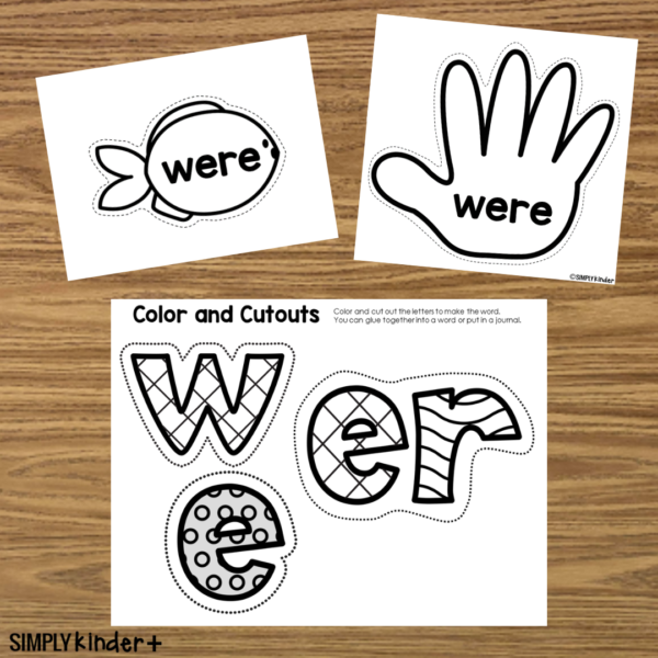Were - Sight Word Craft Activities - Simply Kinder + Printable Membership