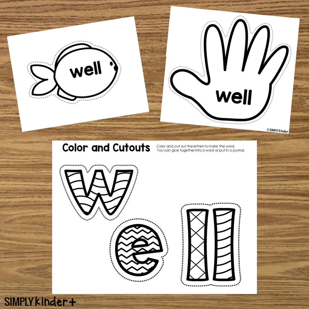 Well - Sight Word Craft Activities - Simply Kinder + Printable Membership