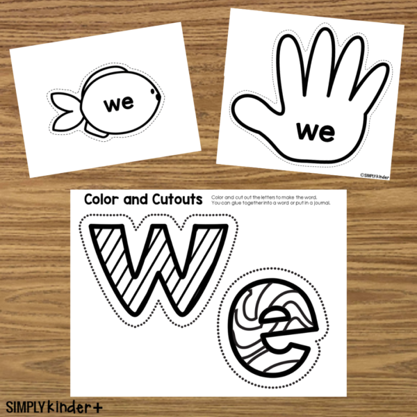 We - Sight Word Craft Activities - Simply Kinder + Printable Membership