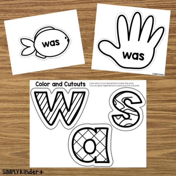 Was - Sight Word Craft Activities - Simply Kinder + Printable Membership