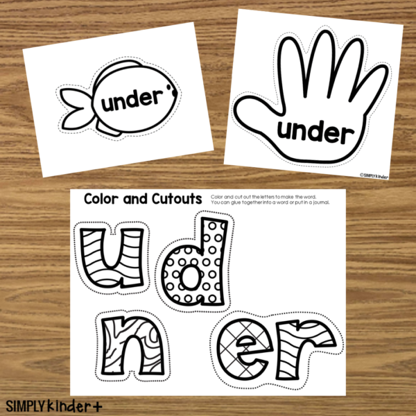 Under - Sight Word Craft Activities - Simply Kinder + Printable Membership