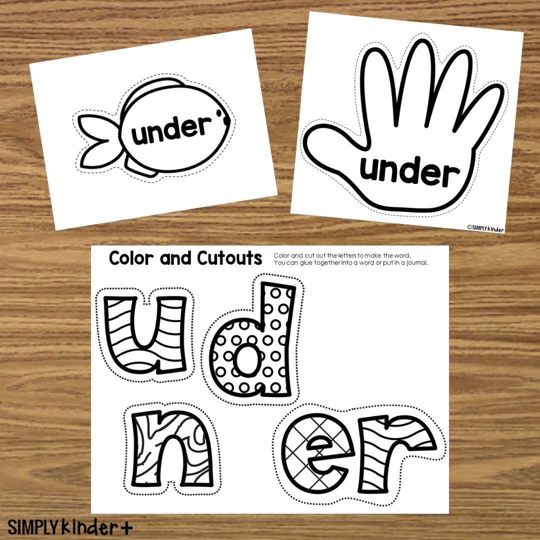 Under - Sight Word Craft Activities - Simply Kinder + Printable Membership