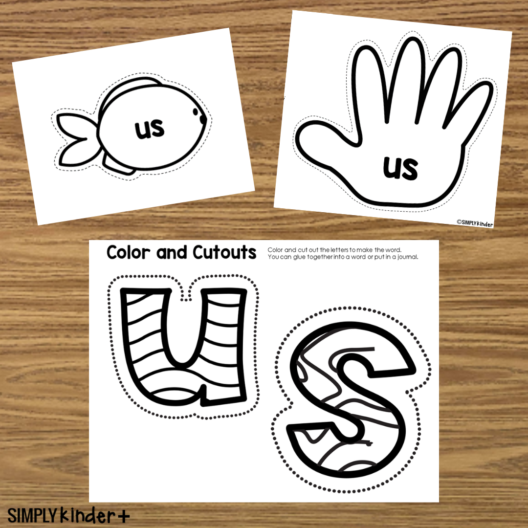 Us - Sight Word Craft Activities - Simply Kinder + Printable Membership