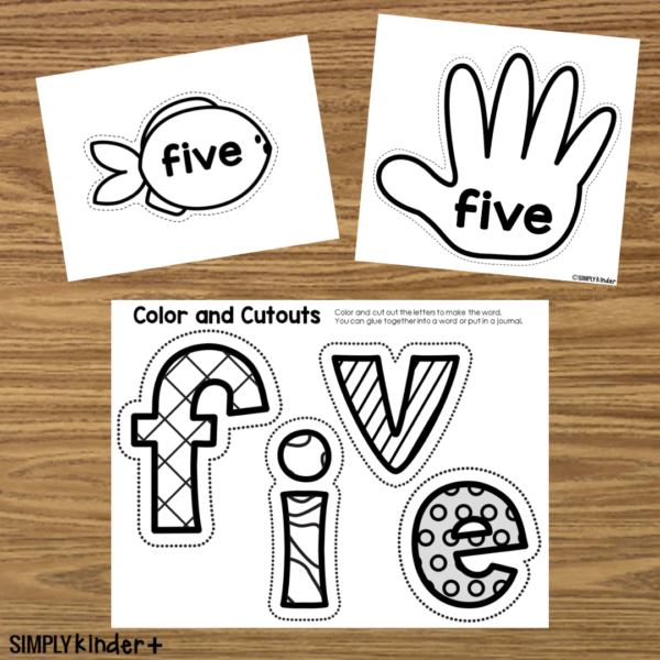 Five - Sight Word Craft Activities - Simply Kinder + Printable Membership