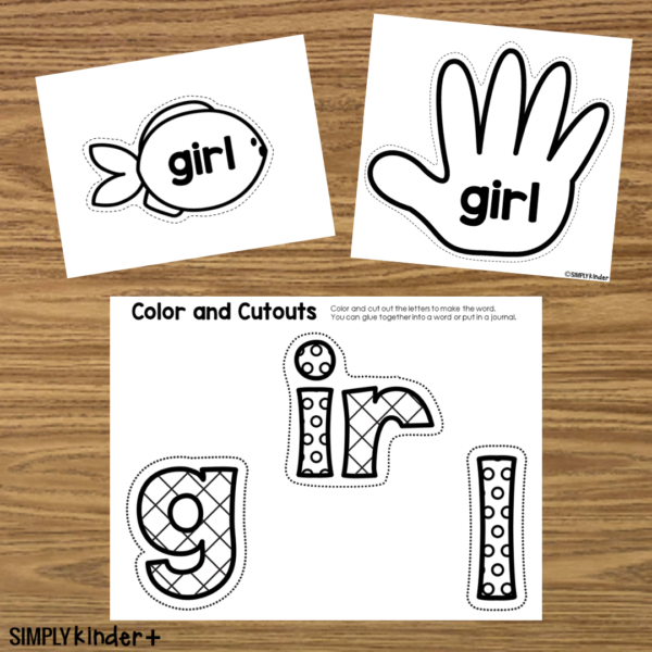 Girl - Sight Word Craft Activities - Simply Kinder + Printable Membership