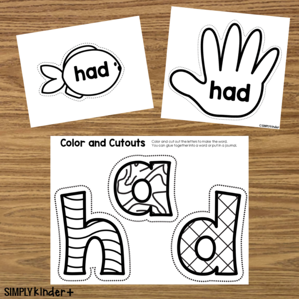 Had - Sight Word Craft Activities - Simply Kinder + Printable Membership