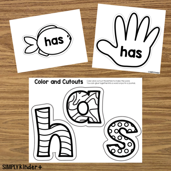 Has - Sight Word Craft Activities - Simply Kinder + Printable Membership
