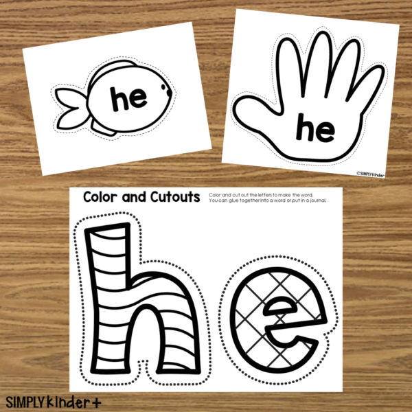He - Sight Word Craft Activities - Simply Kinder + Printable Membership