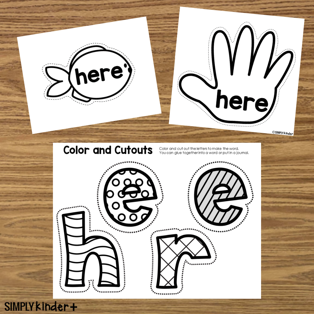 Here - Sight Word Craft Activities - Simply Kinder + Printable Membership