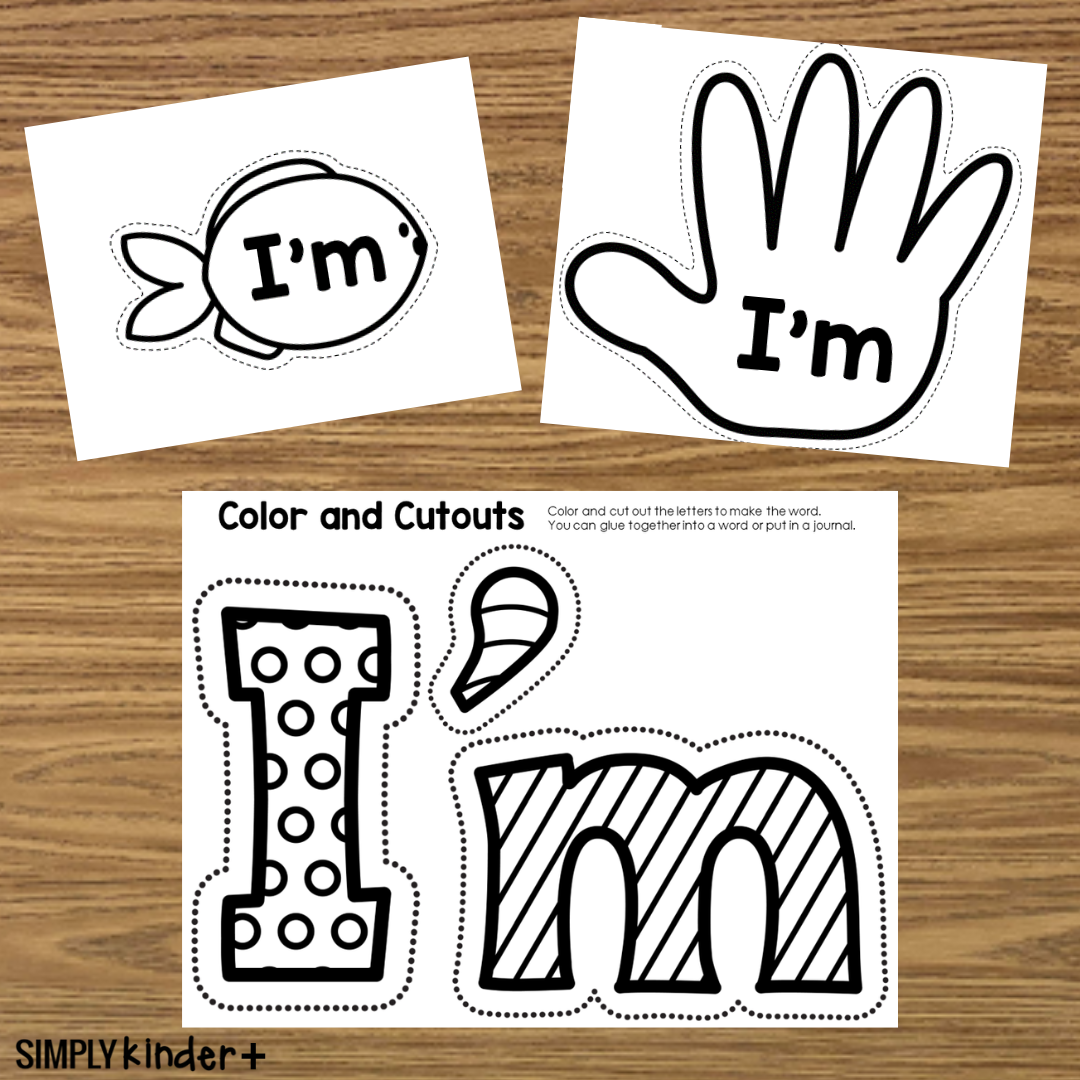 I'm - Sight Word Craft Activities - Simply Kinder Plus