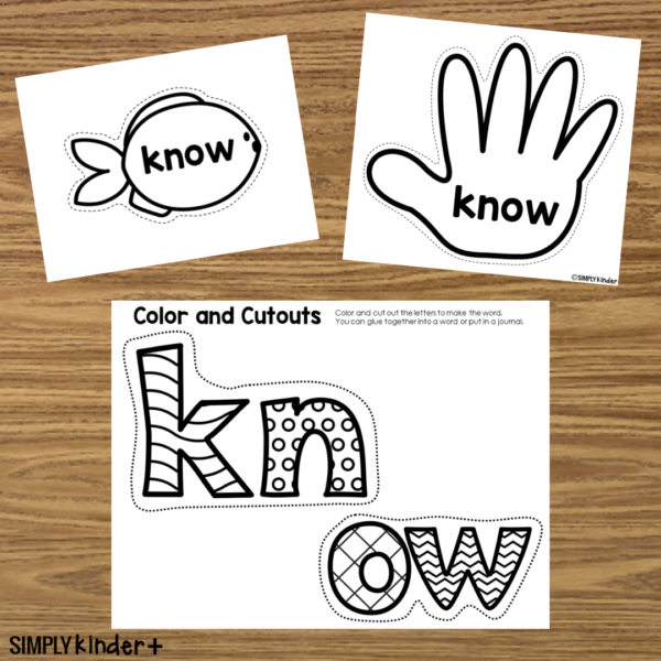 Know - Sight Word Craft Activities - Simply Kinder + Printable Membership