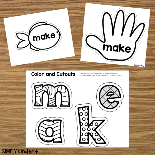 Make - Sight Word Craft Activities - Simply Kinder + Printable Membership