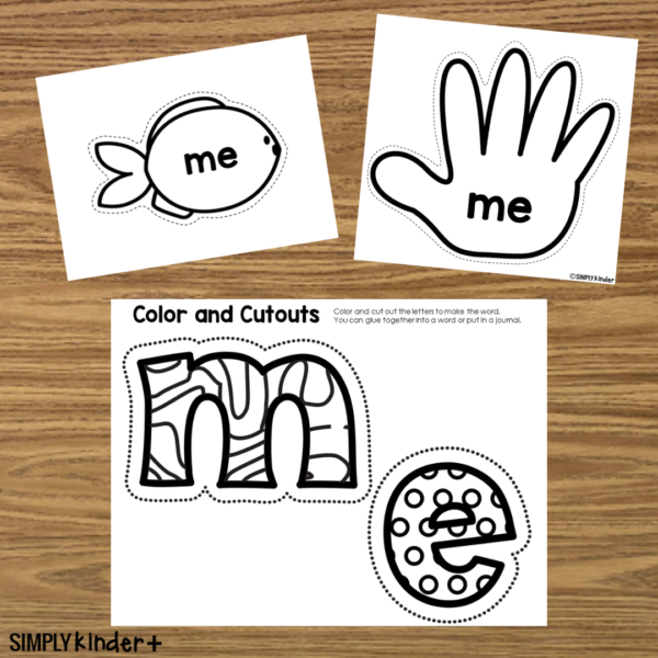 Me - Sight Word Craft Activities - Simply Kinder + Printable Membership