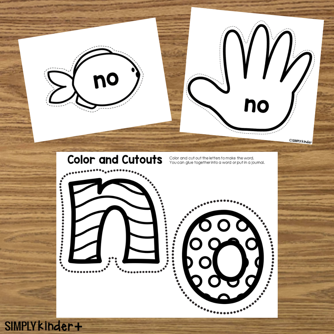 No - Sight Word Craft Activities - Simply Kinder + Printable Membership