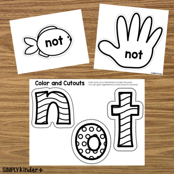 Not - Sight Word Craft Activities - Simply Kinder + Printable Membership