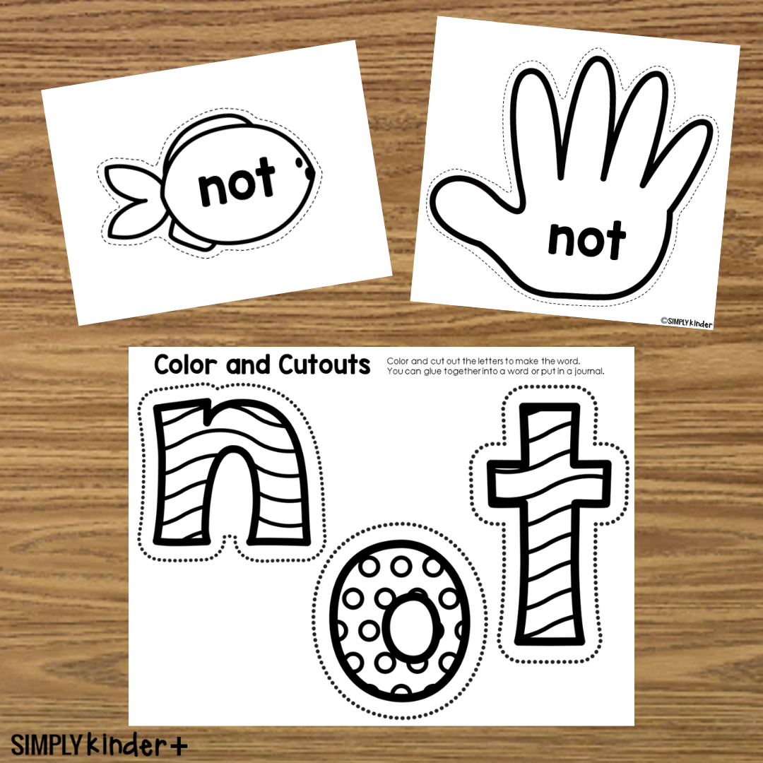 Not - Sight Word Craft Activities - Simply Kinder + Printable Membership
